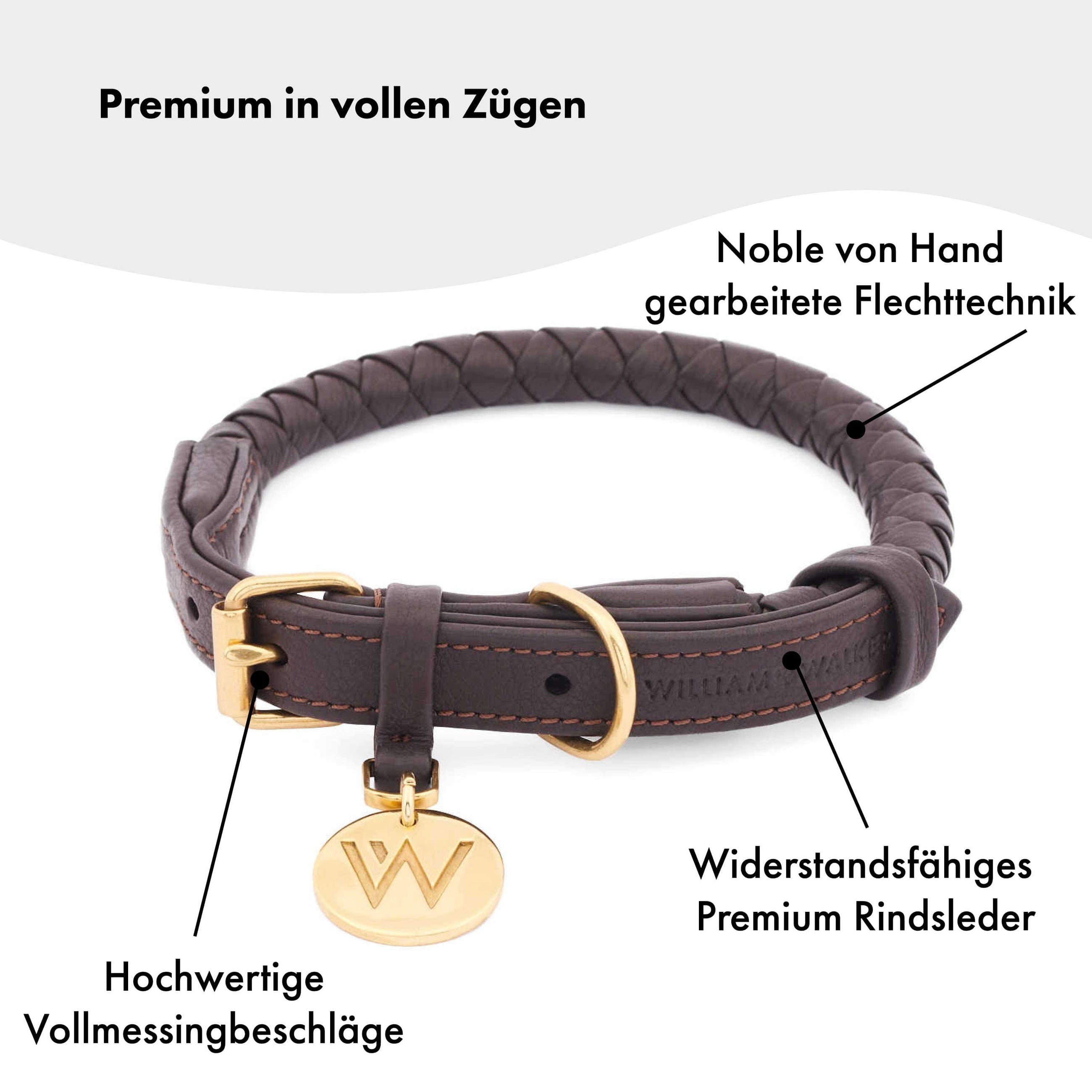 Collier pour chien haut de gamme en cuir Earth (Marron) - William Walker